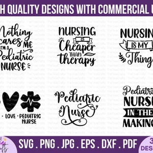 Pediatric Nurse Svg Bundle funny Pediatric Nurse Sayings Svg, Nurse ...
