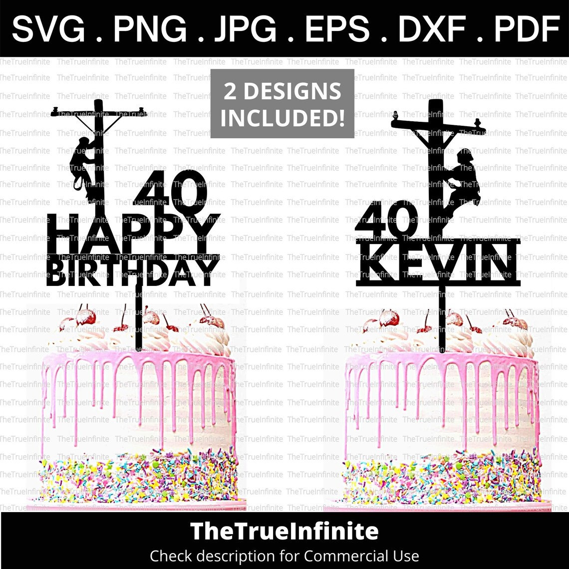 Lineman Birthday Cake Topper Svg DIY Personalize Name and | Etsy