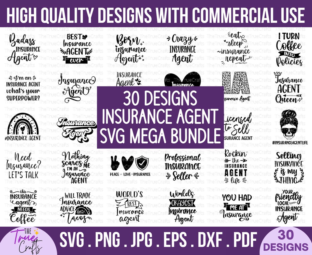 Insurance Agent SVG MEGA Bundle - Funny Sales Agent Gift, Licensed to ...