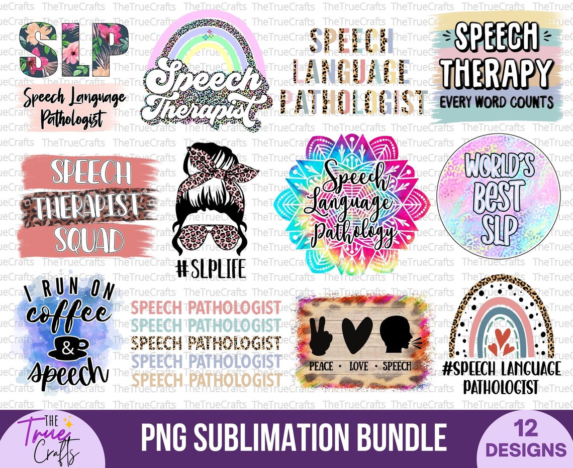 SLP Speech Language Pathology Sublimation PNG Bundle Funny - Etsy