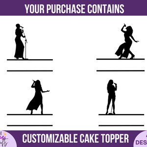 Female Singer Cake Topper Svg -DIY Personalize Name and Age, Happy ...