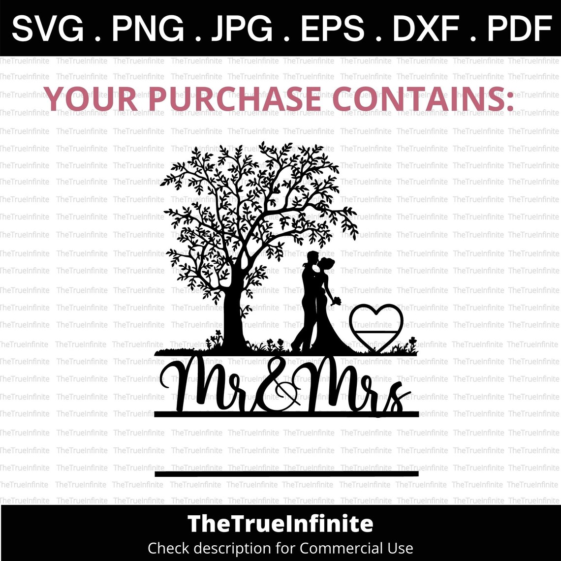 Mr and Mrs Tree Wedding Cake Topper Svg-diy Personalize Couple - Etsy