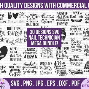 Nail Technician Svg Bundle funny Nail Tech Svg, Shop Owner, Manicure ...