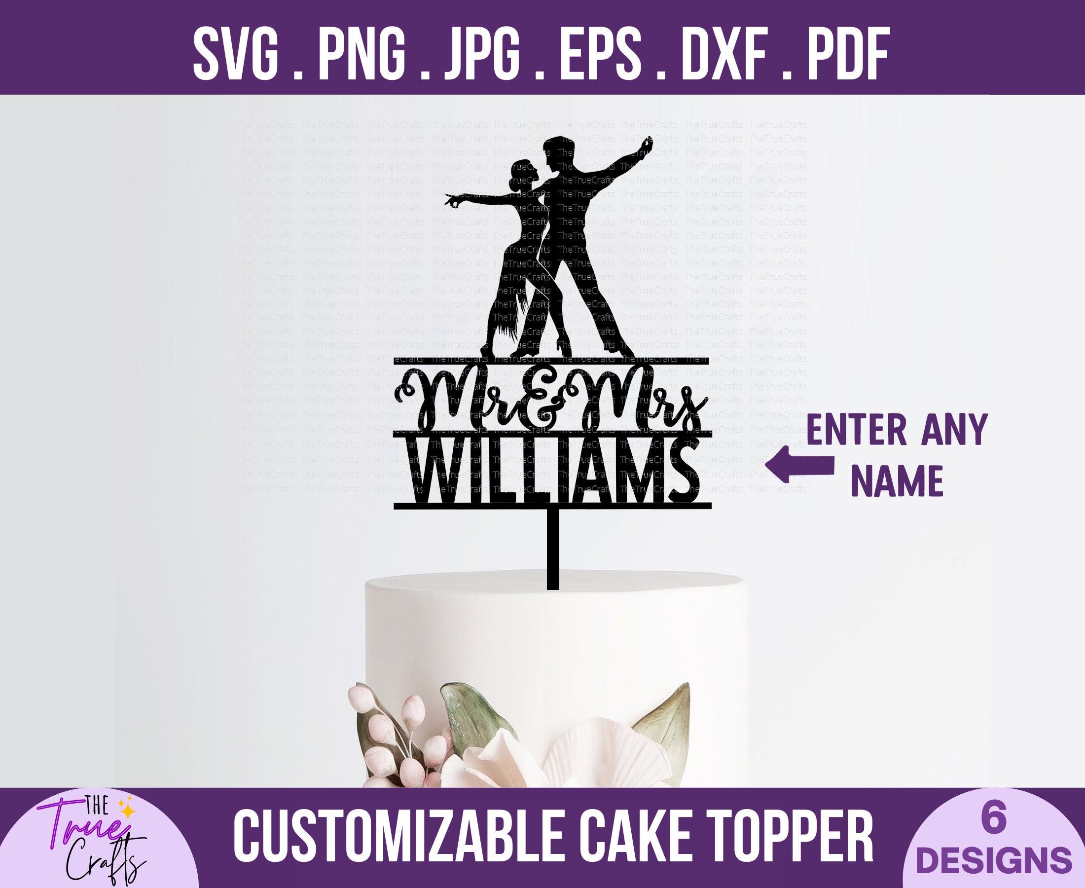 Mr and Mrs Latin Dance Cake Topper Svg -personalize Couple Name and ...