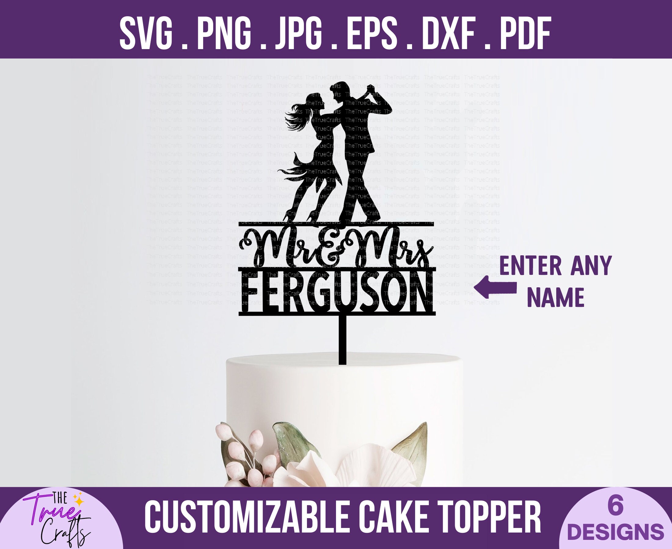Mr and Mrs Latin Dance Cake Topper Svg -personalize Couple Name and ...