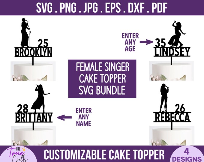 SVG Girl Singer With Microphone Cake Topper Women Cake Topper AI Cake ...