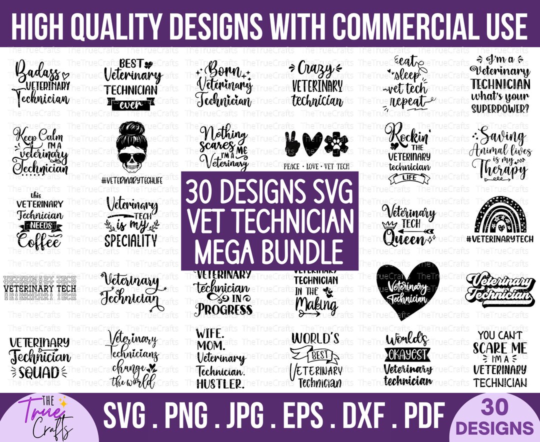 Veterinary Technician SVG MEGA Bundle - Funny Vet Tech Gift, Pet Animal ...