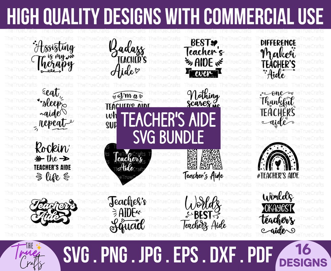 Teacher's Aide SVG Bundle -teacher's Assistant Gift Svg, Appreciation ...