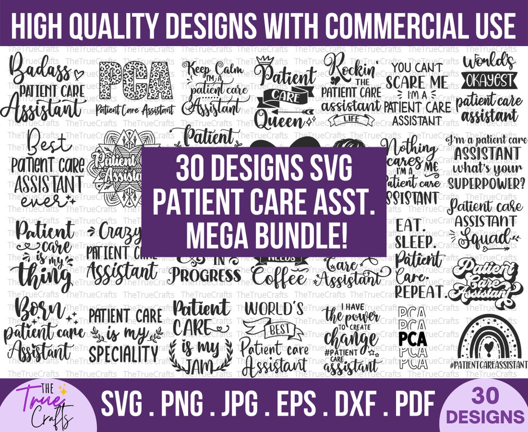 PCA Patient Care Assistant Svg Bundle Personal Care Attendant ...