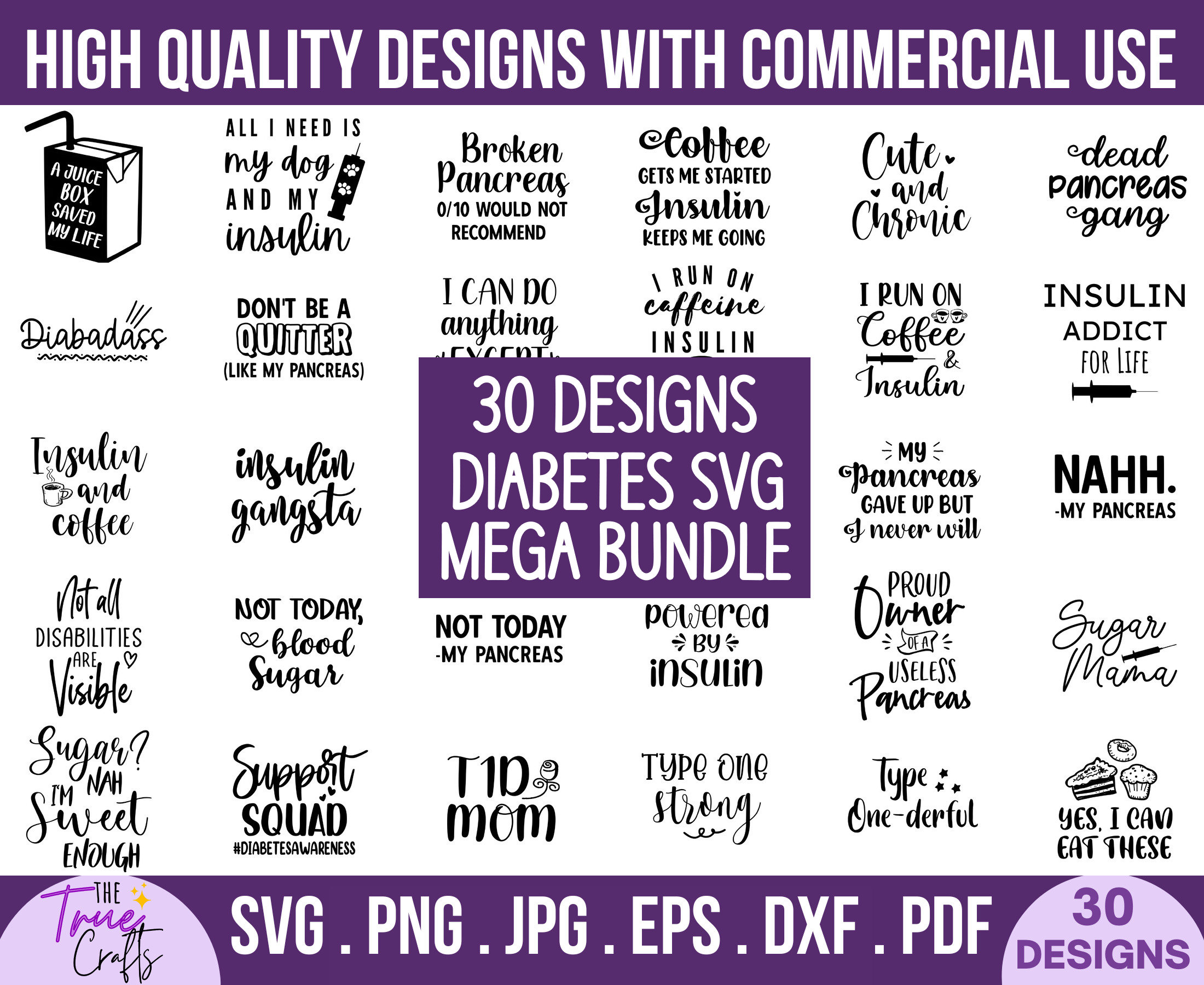 Funny Diabetes Svg Bundle - Type 1 Diabetes Svg, Gift for Diabetic ...