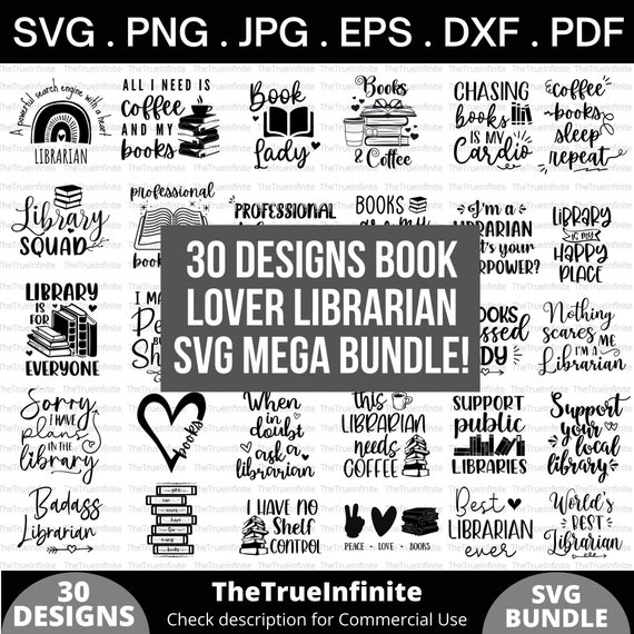 Book Lover Librarian Svg Bundle Funny Bookworm Svg Reading - Etsy