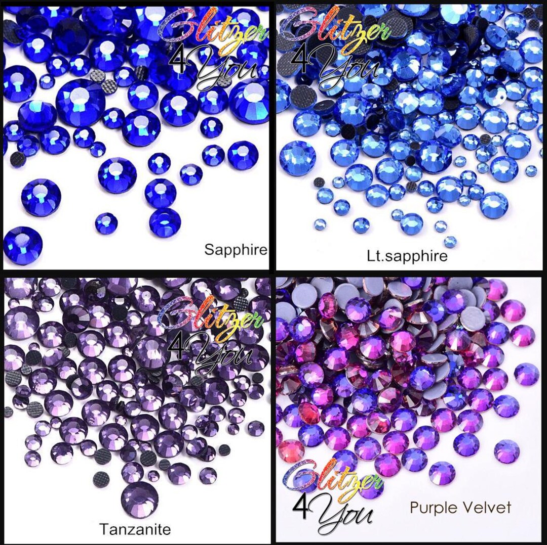 Violet-blue Color Mix Hotfix DMC Rhinestones Size Mix - Etsy