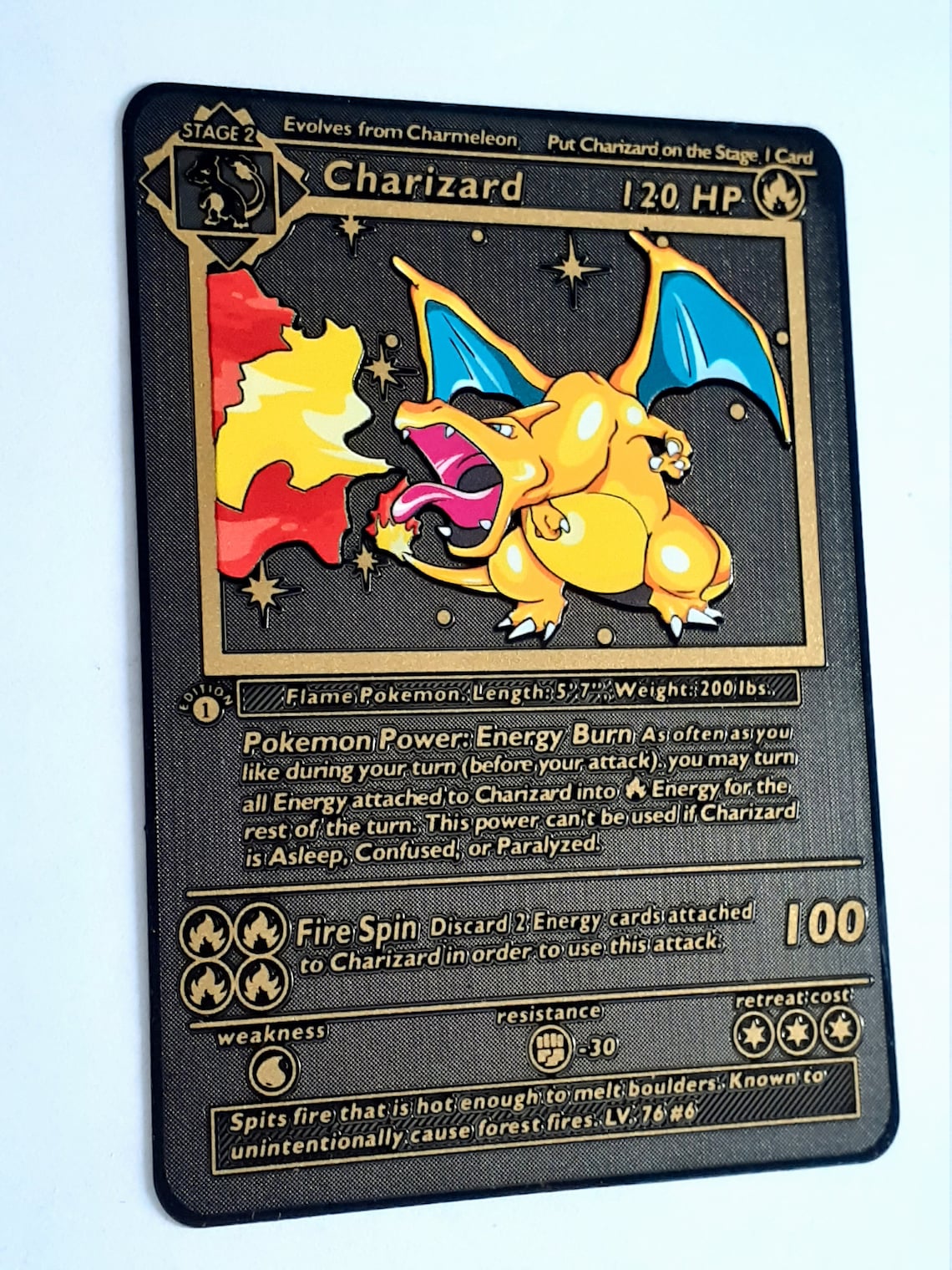 Shining Charizard Shadow GX 1st Edition Black Gold Pokemon Metal Card ...