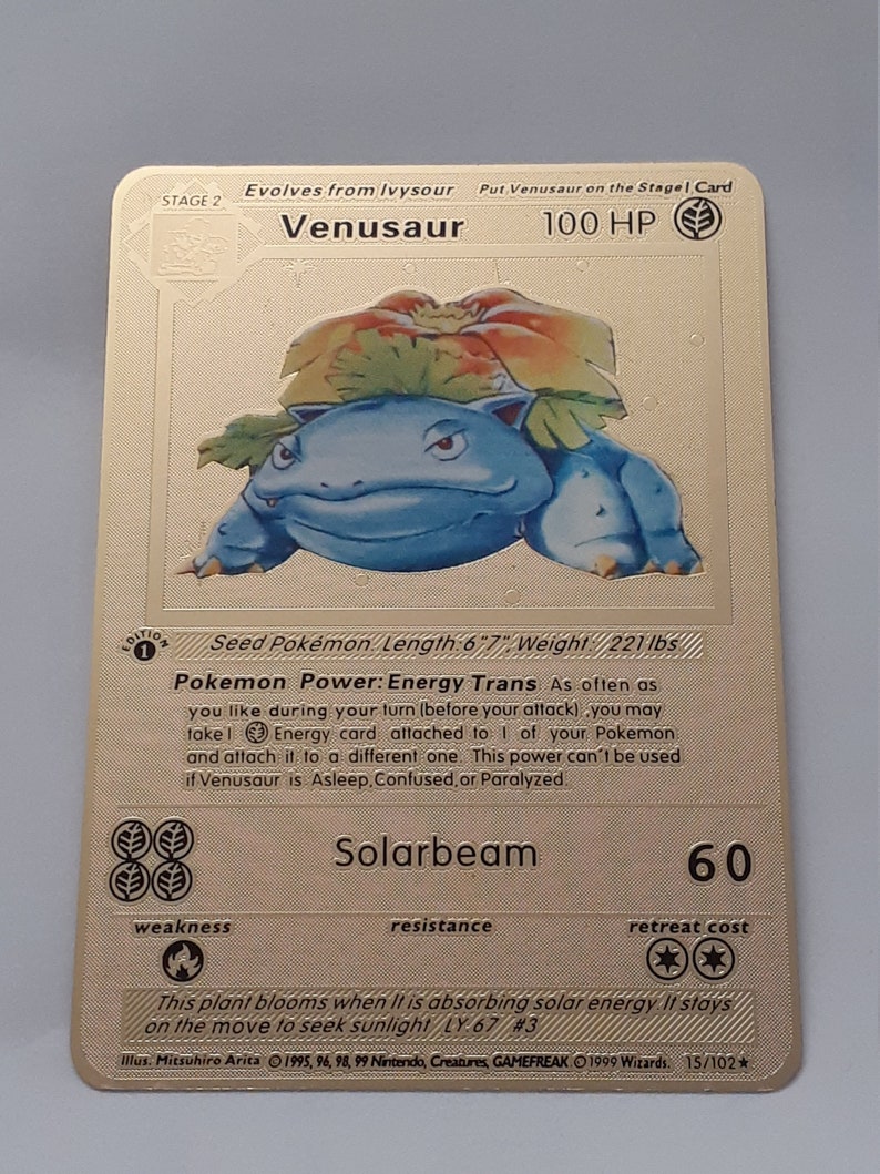 Charizard Blastoise Venusaur Trio Pokemon Gold Black Metal Card Base ...