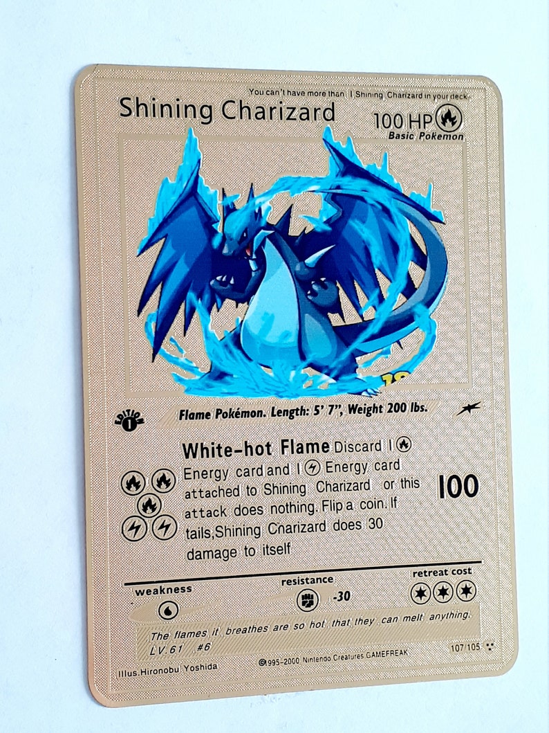 Shining Charizard Shadow GX 1st Edition Black Gold Pokemon Metal Card ...