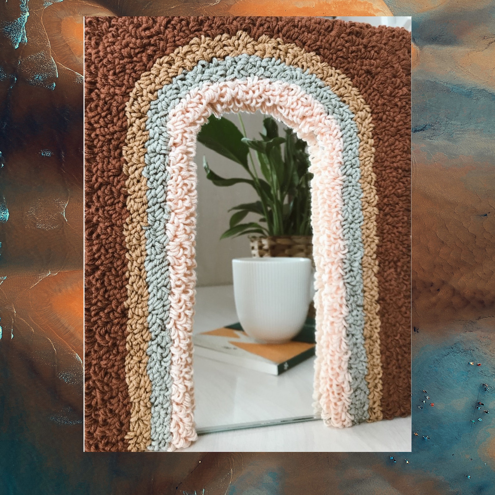 Tufted Mirror Tufted Wall Hanging Hand Tufted Boho Mirror Decorative ...