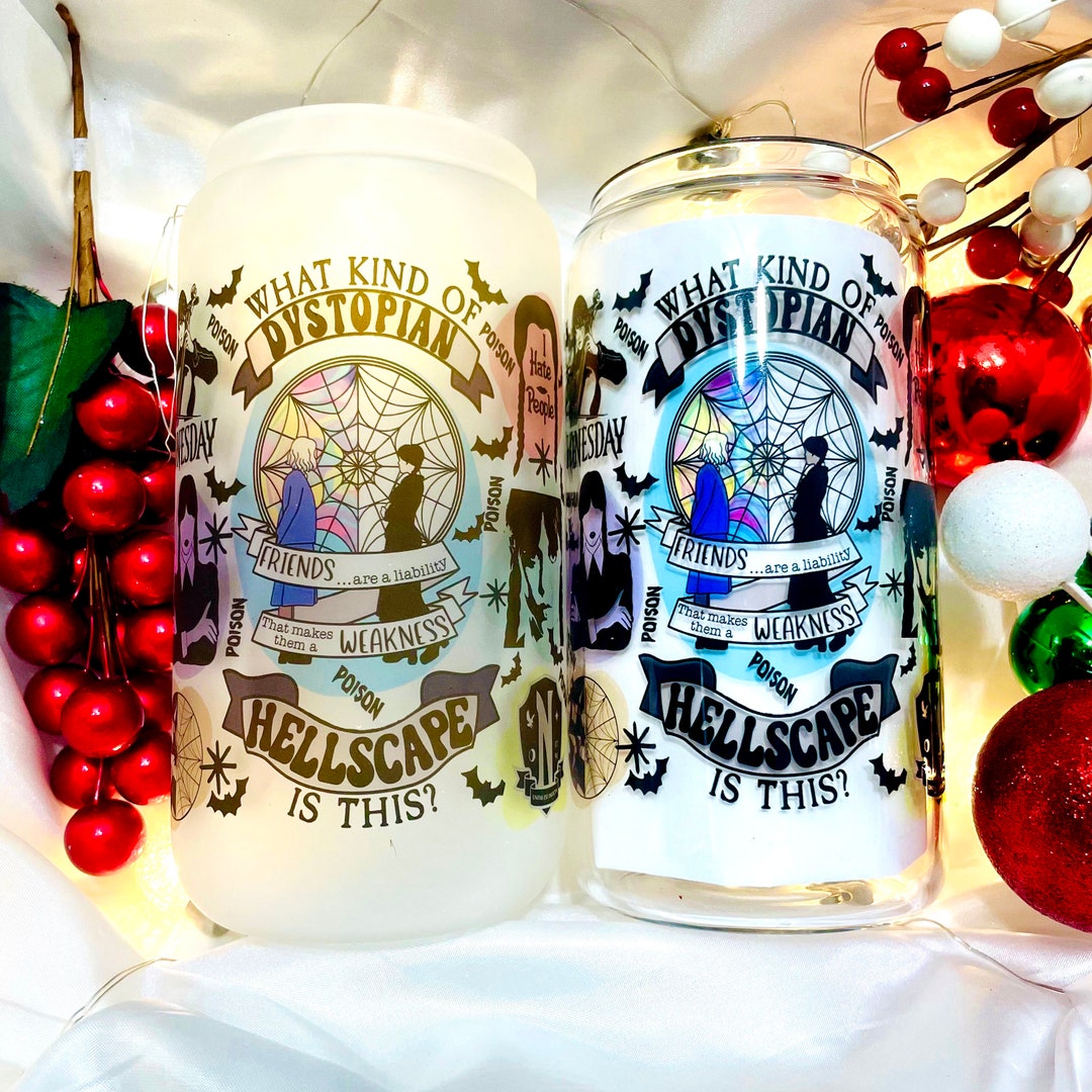 Adams Family Glass Can/ Wednesday Glass Tumbler / Black Glass - Etsy