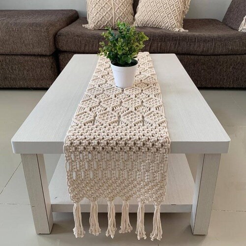 Handmade Macrame Table Runner Cotton Runner Boho Home Table - Etsy