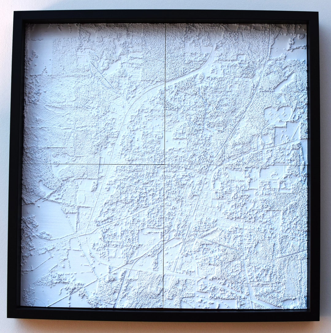 50x50cm Personalised 3D Relief Map - A Print of the Terrain Where You ...
