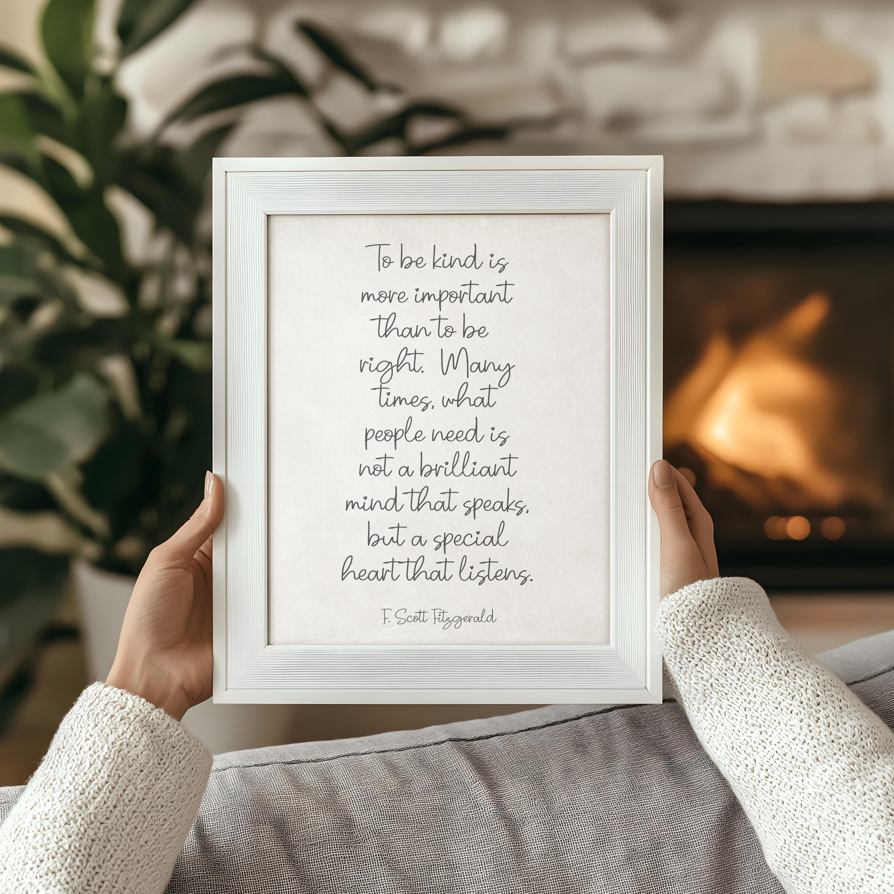 F. Scott Fitzgerald Quote Print: to Be Kind, Inspiring Wall Art ...