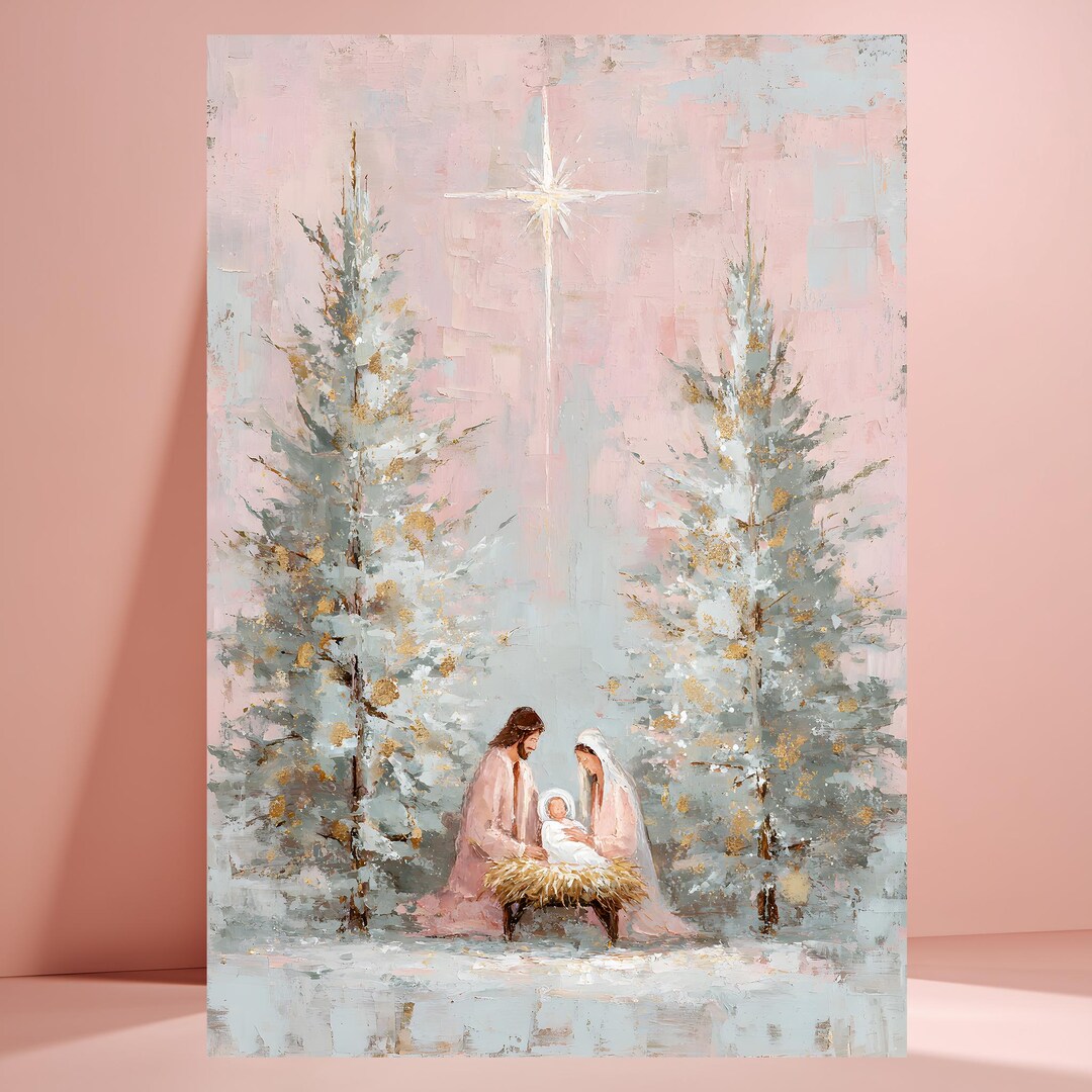 Watercolor Nativity Scene Print: Pastel Christmas Art (digital Download ...