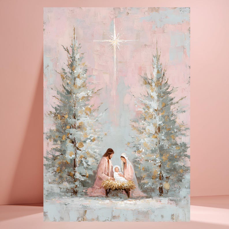 Watercolor Nativity Scene Print: Pastel Christmas Art (digital Download ...