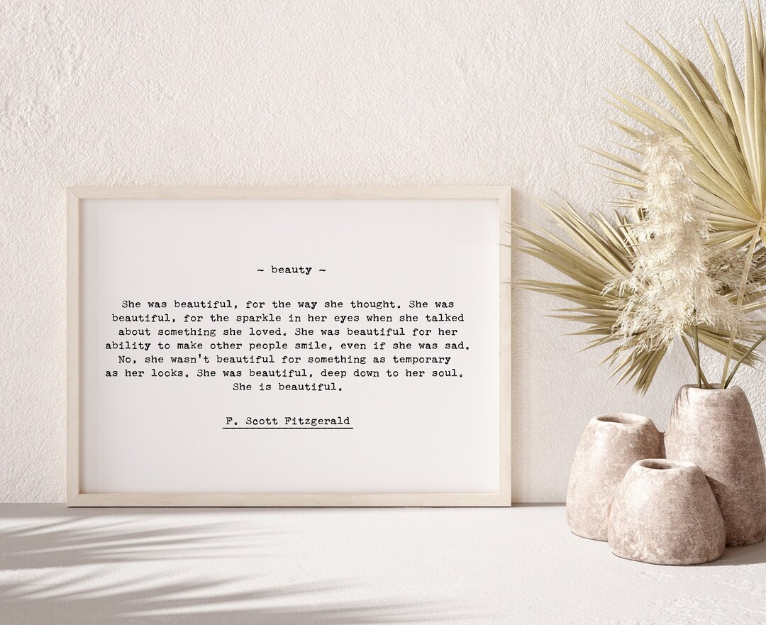 F. Scott Fitzgerald Beauty Quote Art Print: Inspiring Home Decor ...