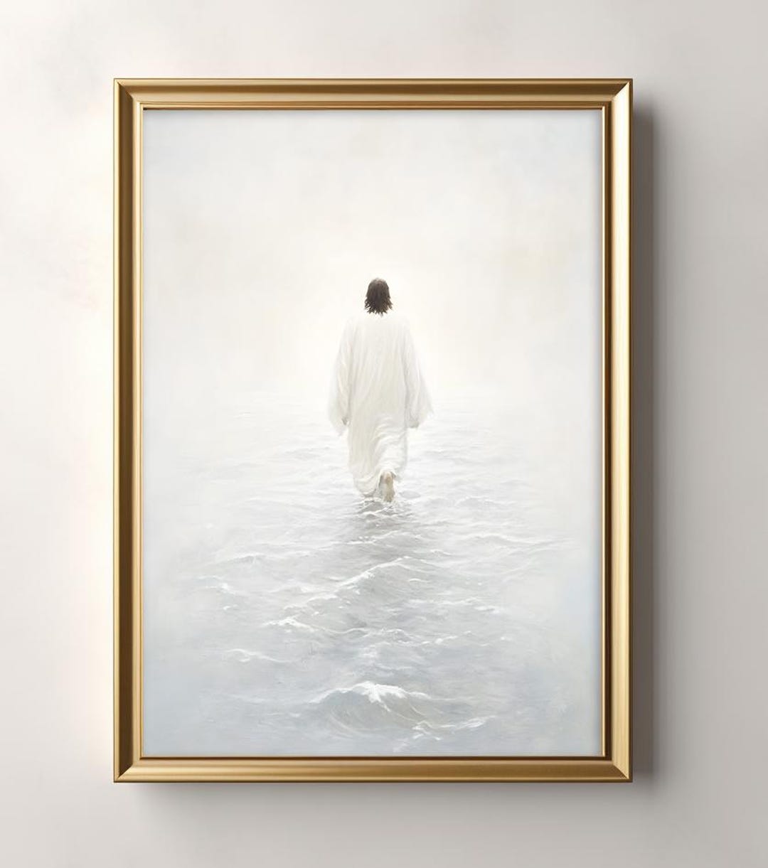 Jesus Christ Savior Walking Water Art Bible Watercolor Painting Style ...