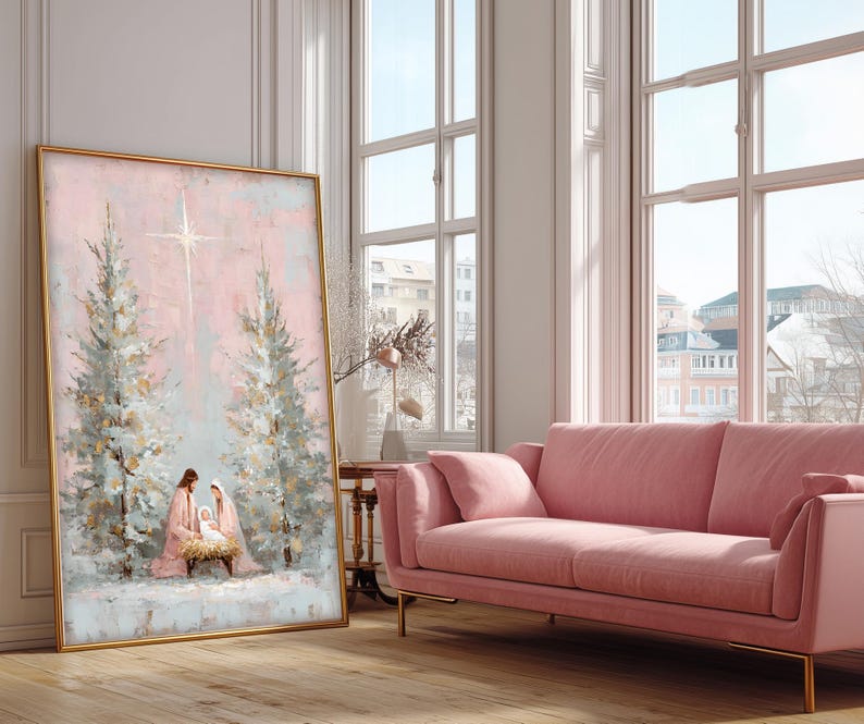Watercolor Nativity Scene Print: Pastel Christmas Art (digital Download ...