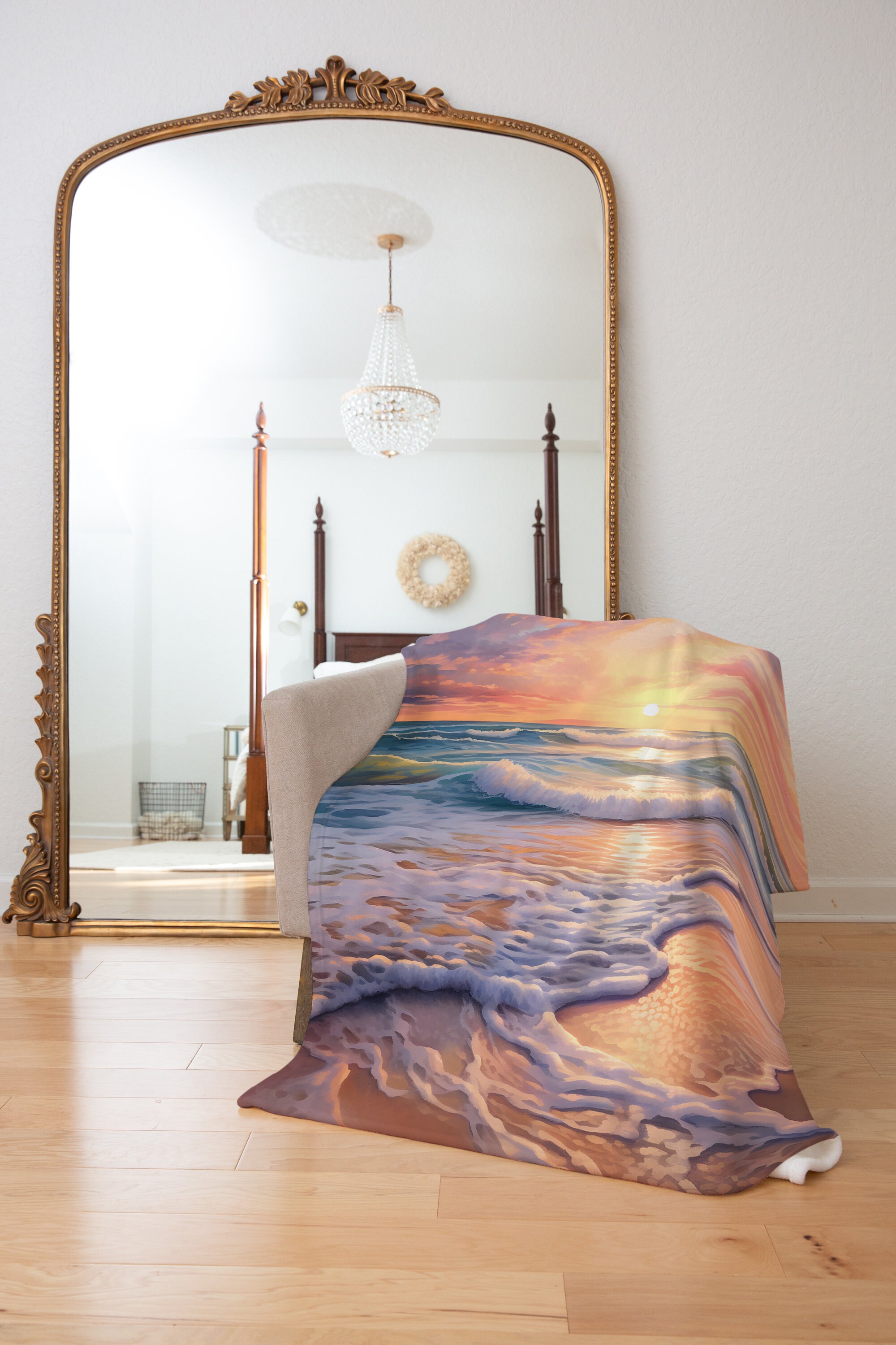 Beautiful Beach Scene Blanket, Original Art, Home Decor, Throw, Plush ...