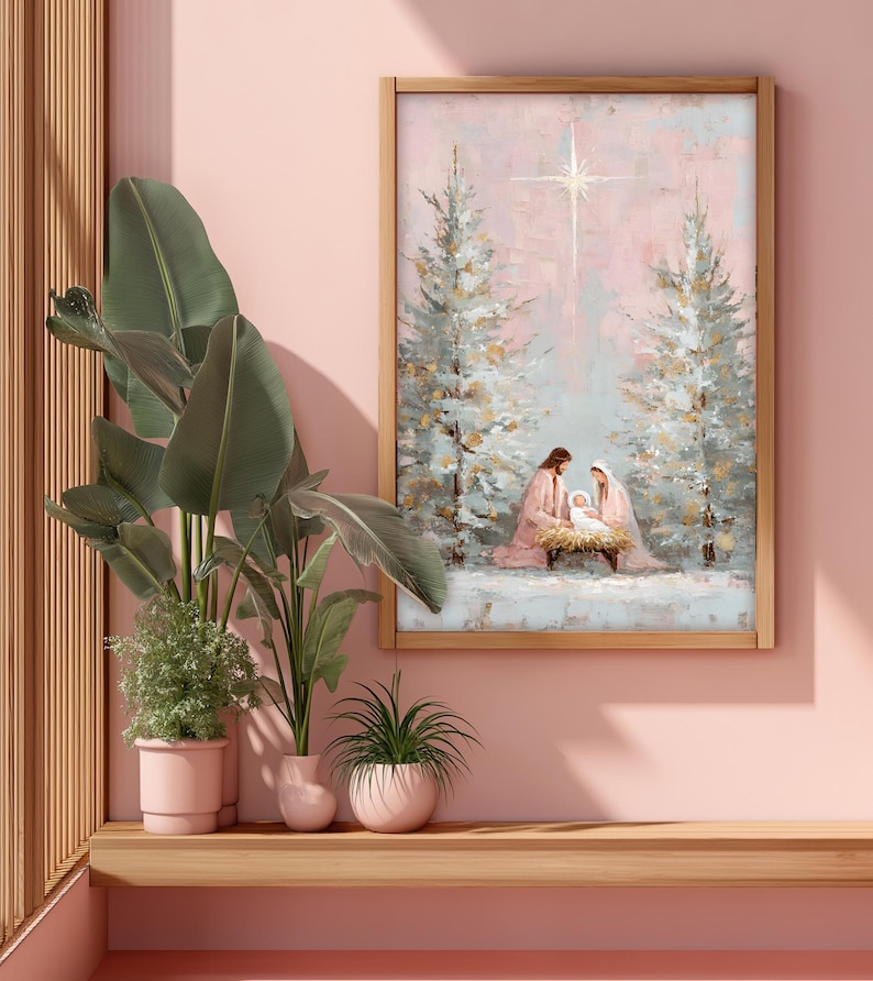 Watercolor Nativity Scene Print: Pastel Christmas Art (digital Download ...