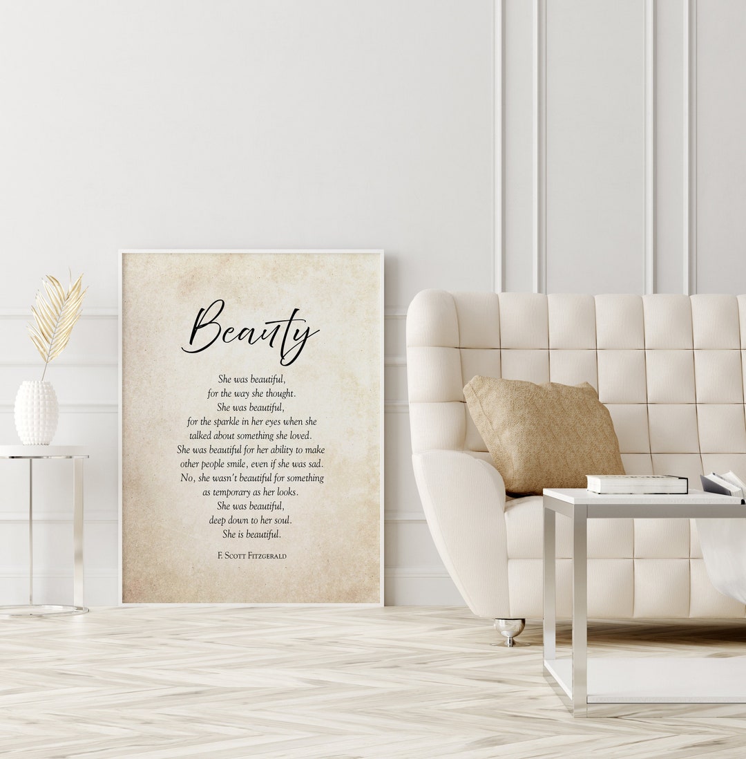 F. Scott Fitzgerald Beauty Quote Print: Neutral Home Decor, 16"x20 ...