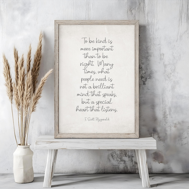 F. Scott Fitzgerald Quote Print: to Be Kind, Inspiring Wall Art ...
