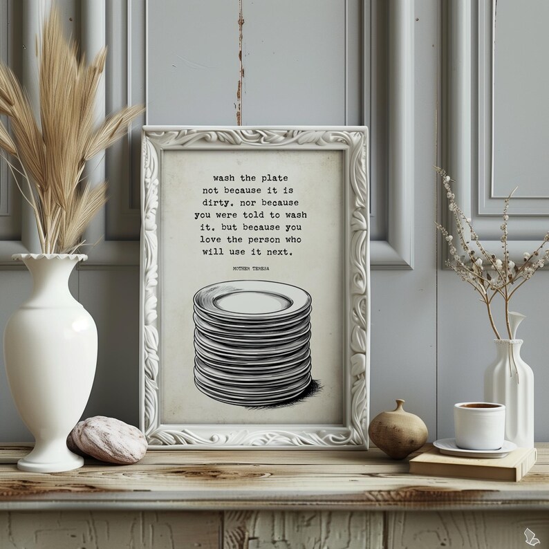 Mother Teresa Quote Print: Wash the Plate, Inspirational Kitchen Wall ...