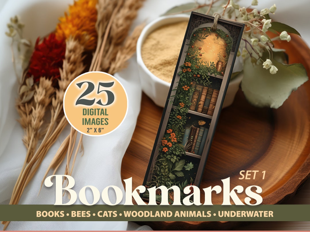 Bookmarks Set of 25 High-resolution Unique Images, Digital Download, 5 ...
