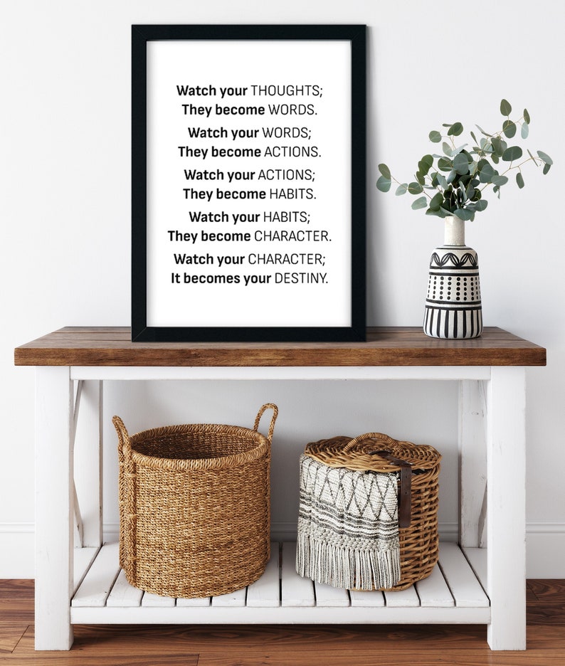 Inspirational Quote Art Print: Thoughts, Words, Actions (digital ...