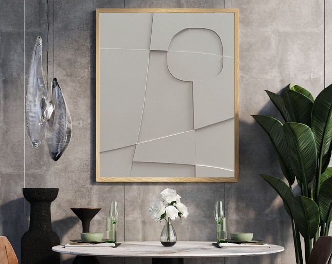 Beige Wabi Sabi Painting Pure Beige Wall Art Larger Bige Wall Art ...