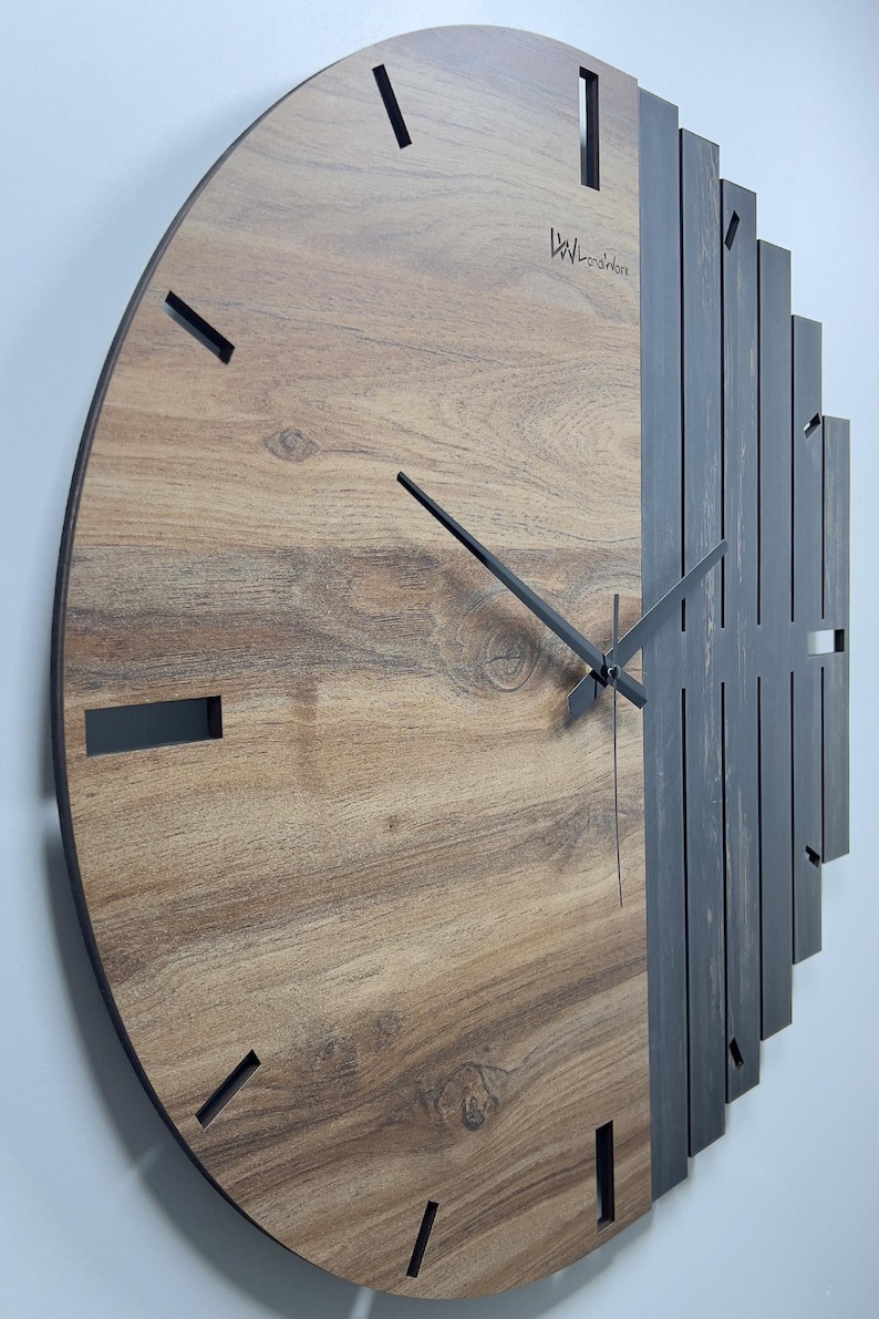 Modern Wooden Wall Clock, Silent Home Decor, Large Wall Clock ...
