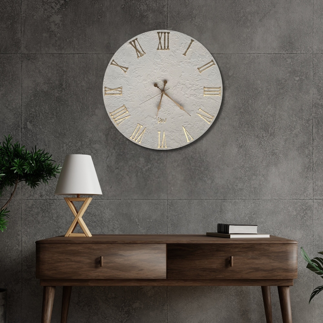 Unique Handmade Textured Wall Clock With Italian Travertine, Hand Made ...