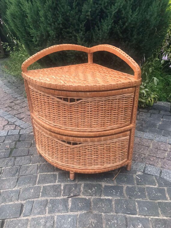 Wicker Chest of Drawers Corner Drawers Wicker Storage | Etsy