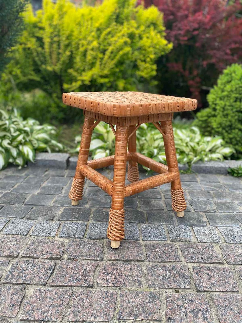 Stools for Kitchen, Wicker Stool, Wooden Stool, Small Wooden Chair, Mid ...