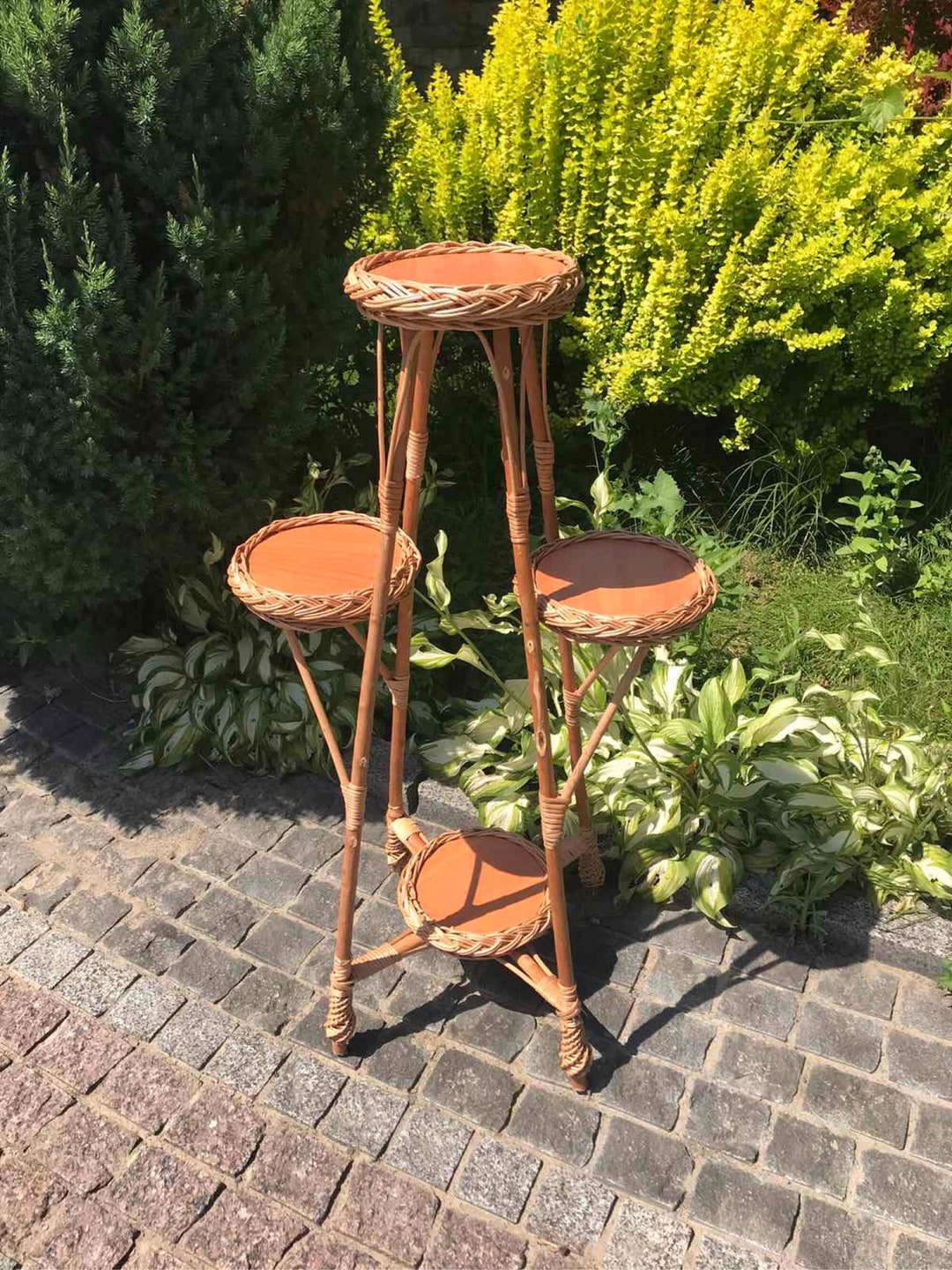 Wicker Plant Stand, Indoor Plant Stand, Rattan Plant Stand, Outdoor ...