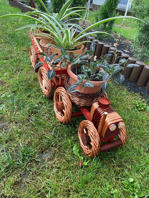 Train Planter With Pots Wicker Indoor or Outdoor Planter | Etsy