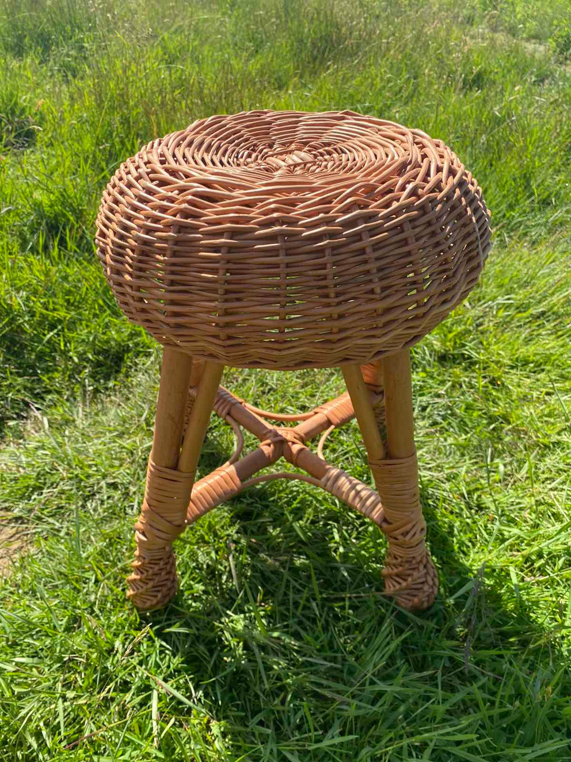 Wicker Stool Childs Bench Kids Stool Small Wooden Chair - Etsy