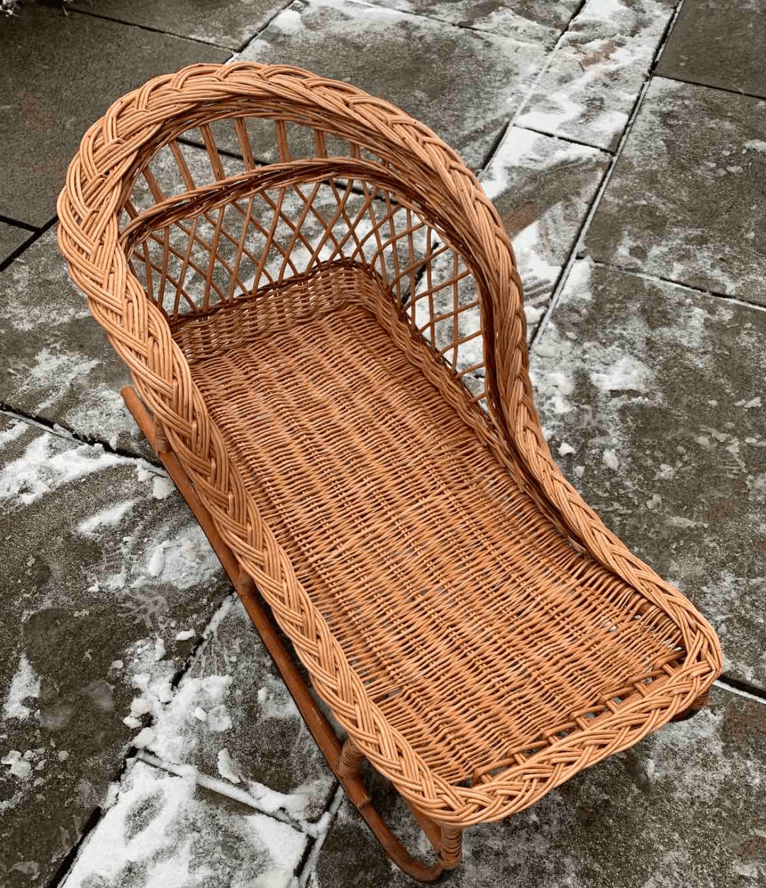 Children's Sleigh, Winter Holiday Sled, Wicker Sleigh, Rattan Outdoor ...