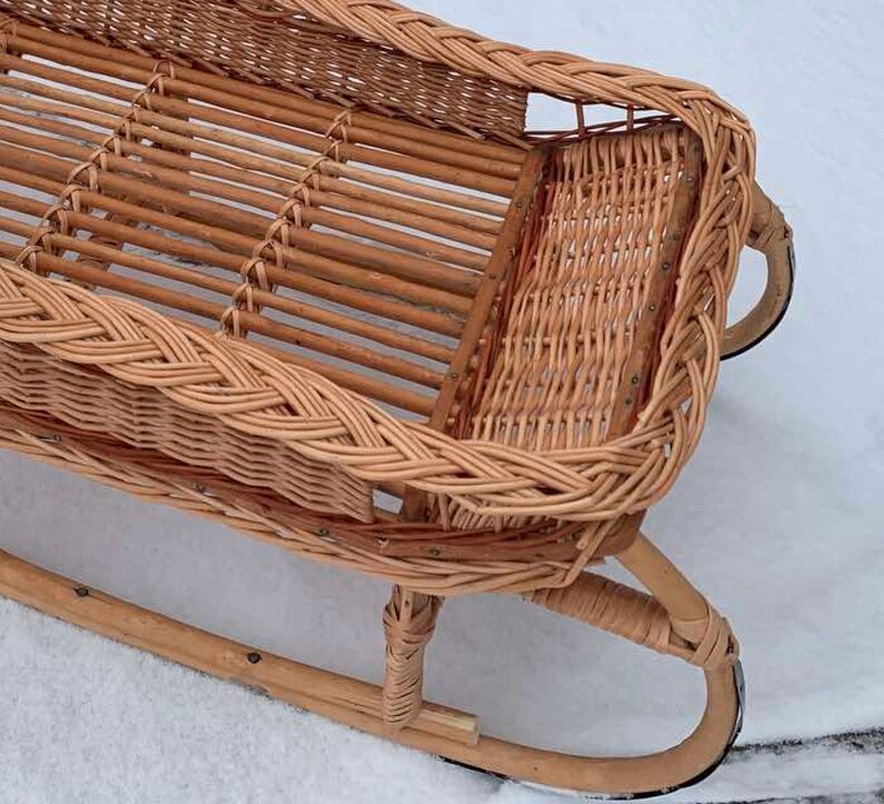 Wicker Kids Snow Sled, Rattan Childrens Sleigh, Christmas Sleigh, Santa ...