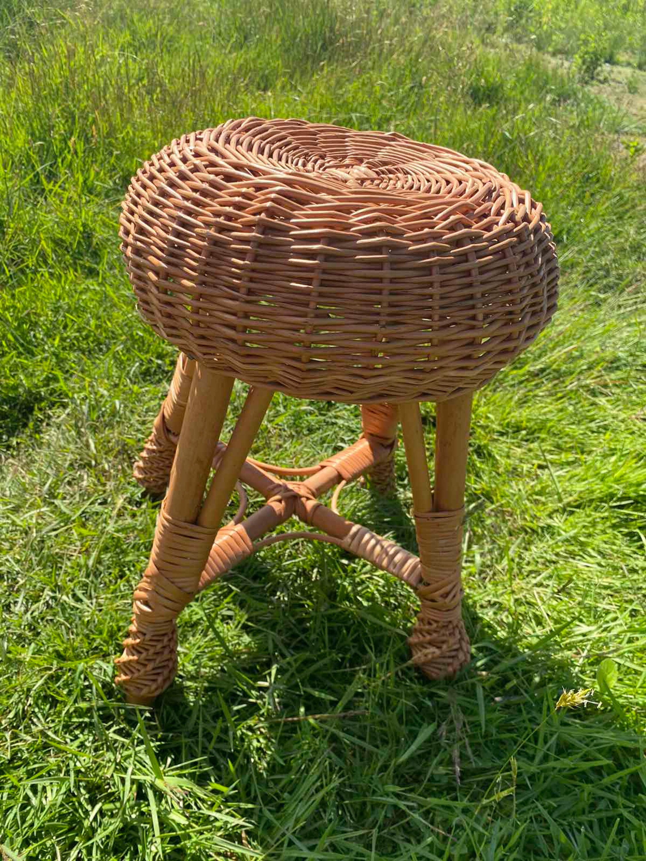 Wicker Stool Childs Bench Kids Stool Small Wooden Chair - Etsy