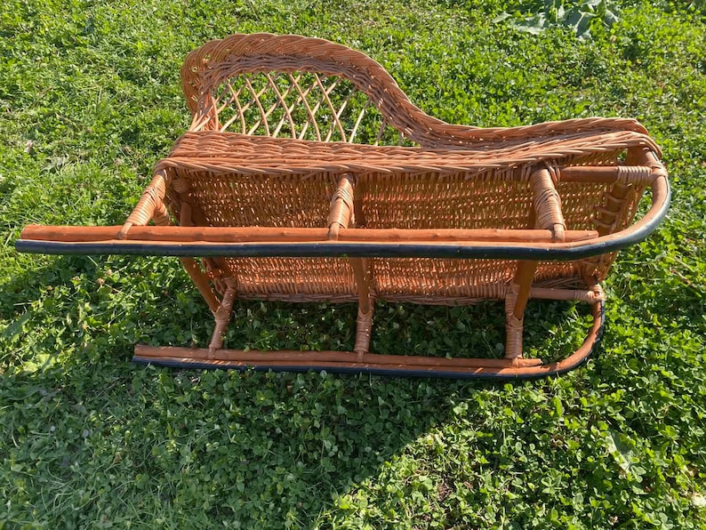 Wicker Sleigh, Children's Sleigh, Rattan Outdoor Sleigh, Christmas Sled ...
