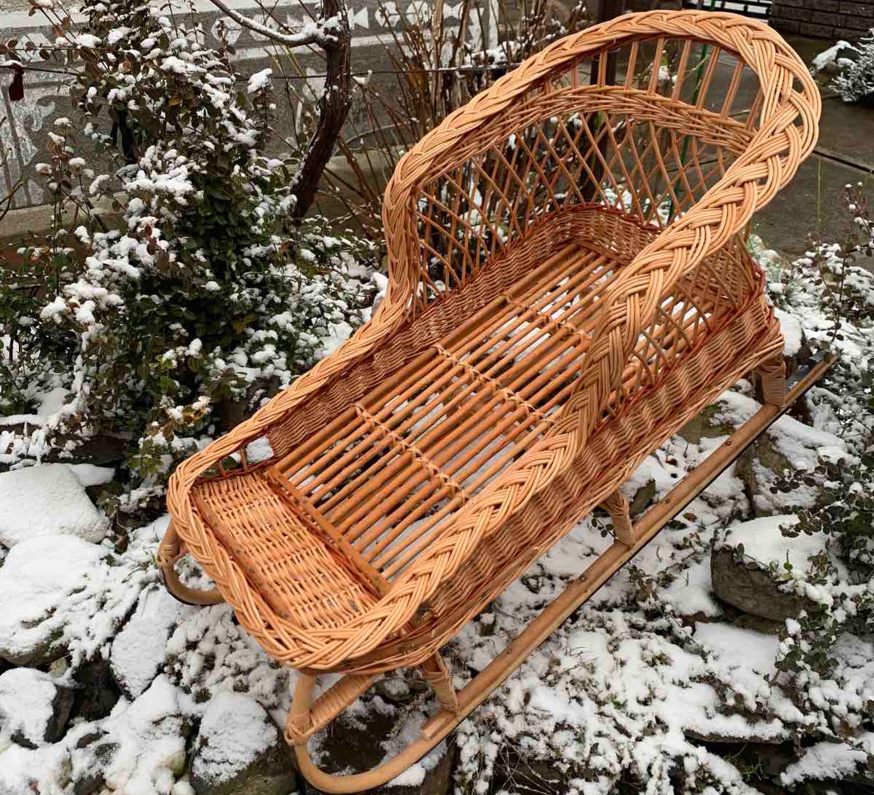 Wicker Sleigh, Rattan Outdoor Sleigh, Christmas Sled, Children's Sleigh ...