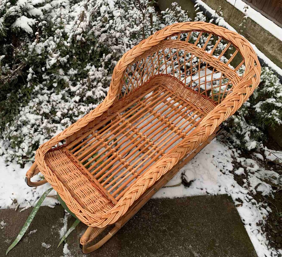 Wicker Sleigh, Rattan Outdoor Sleigh, Christmas Sled, Children's Sleigh ...